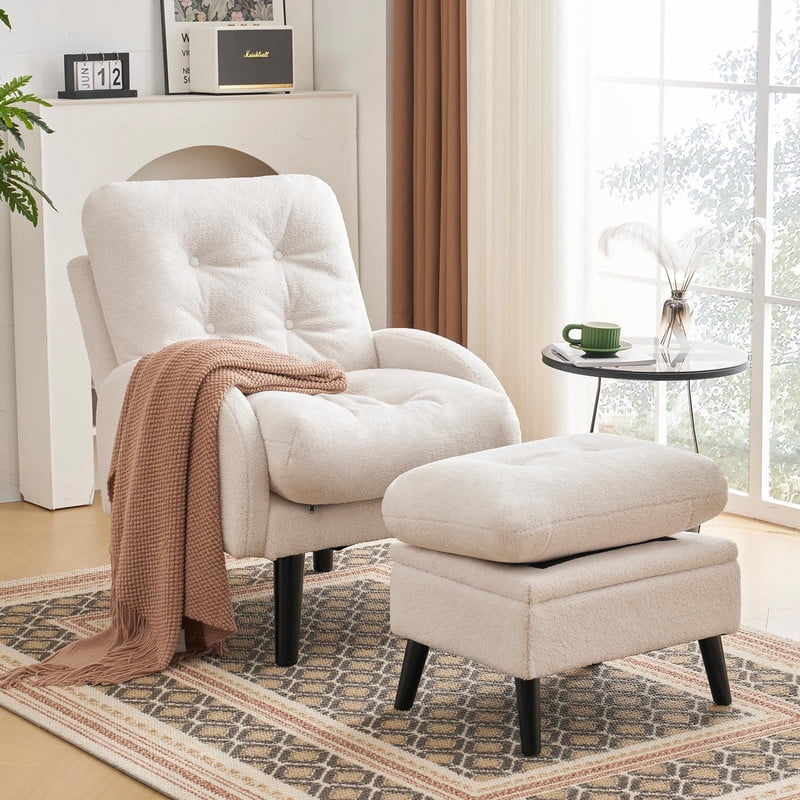Accent Chairs with Ottoman, Upholstered Comfy Armchair with Adjustable ...