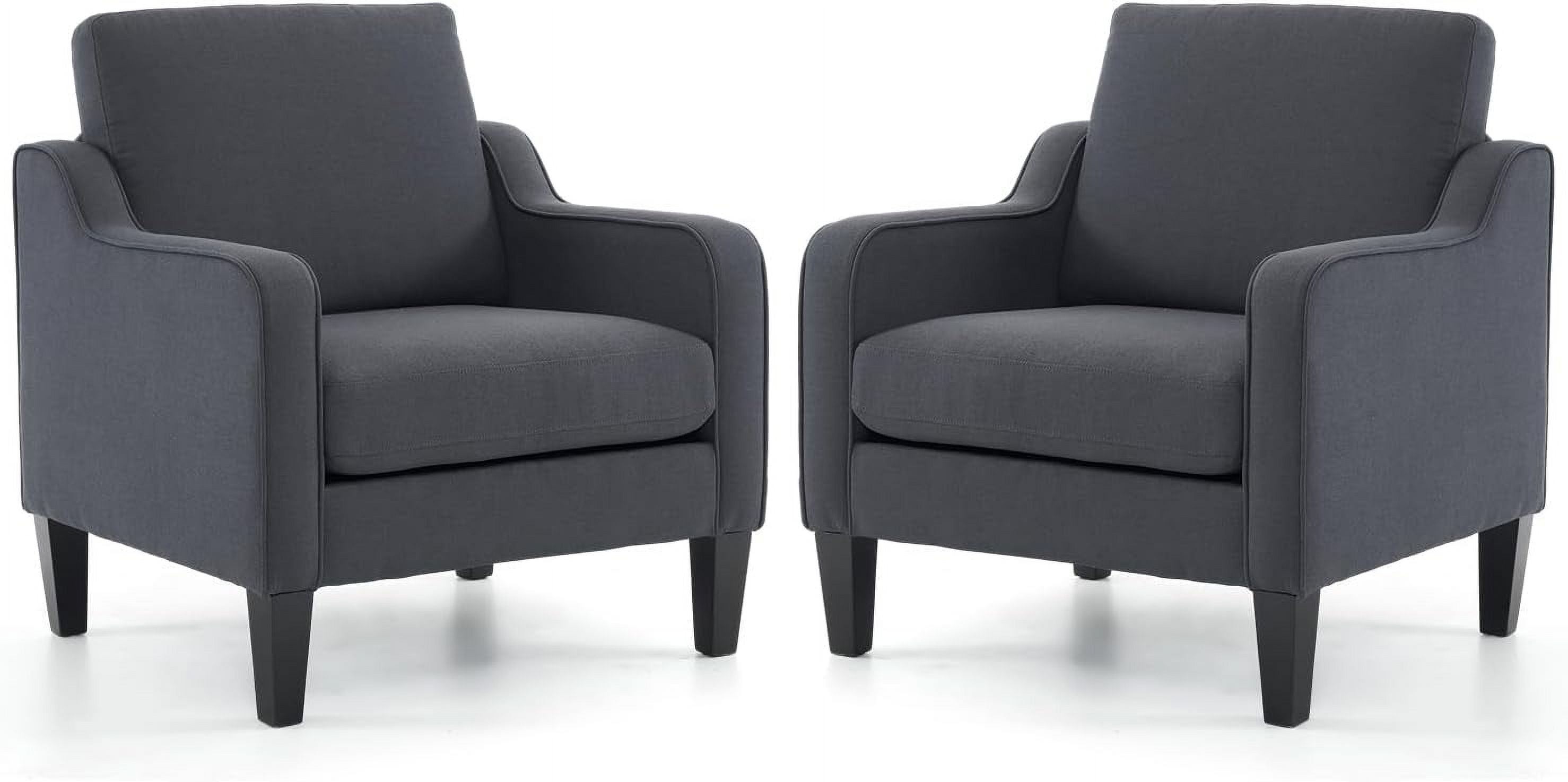 Accent Chairs Set of 2 Living Room Chairs Dark Grey Reading Chair for ...