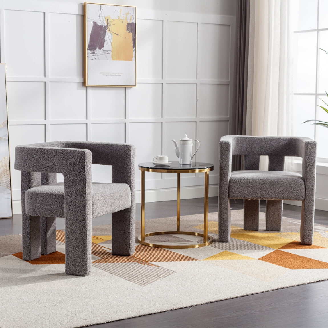 Accent Chairs Set of 2, Mid Century Modern Accent Chair with Back and ...