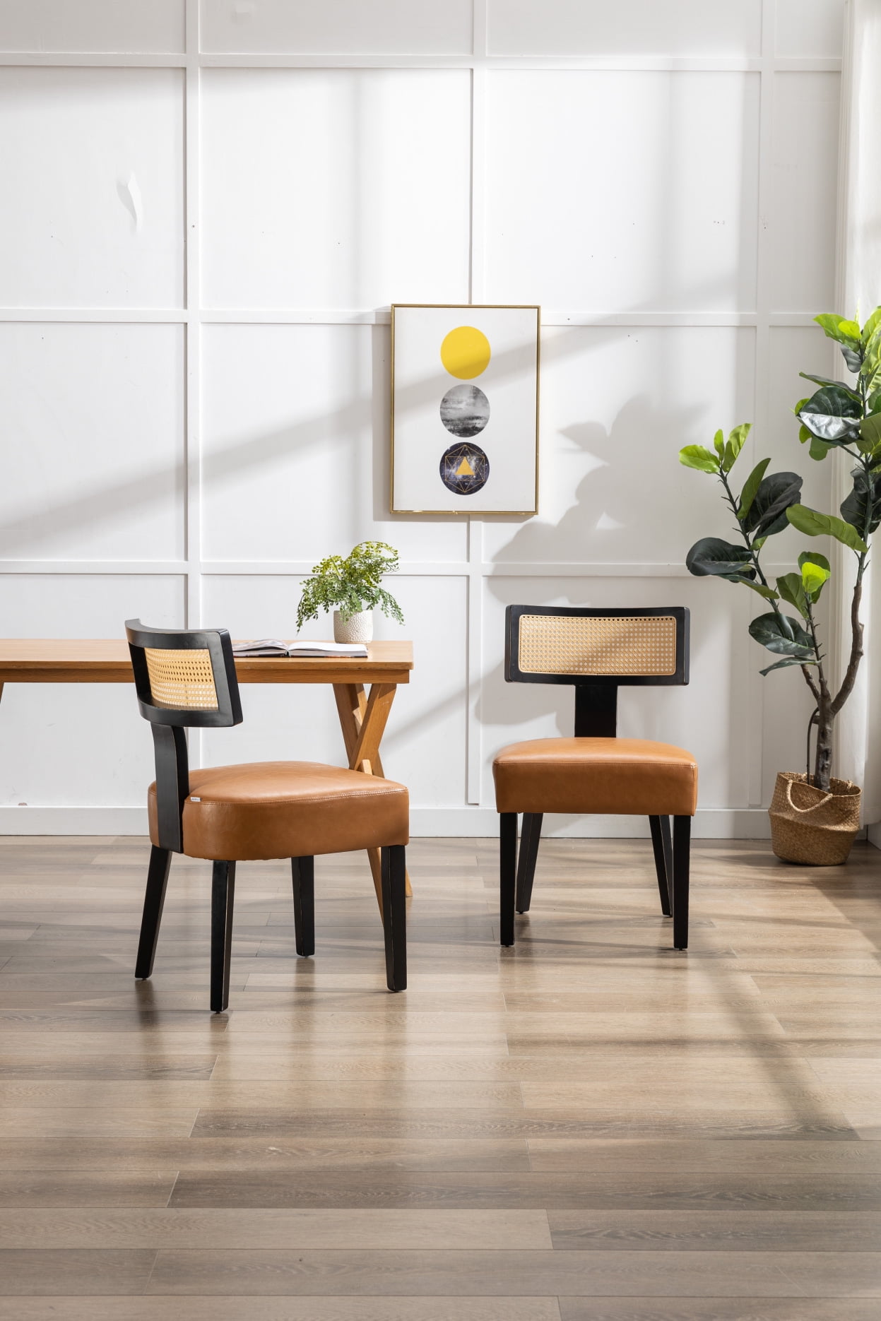 Accent Chairs Set of 2, PU Upholstered Mid Century Modern Accent Chair ...