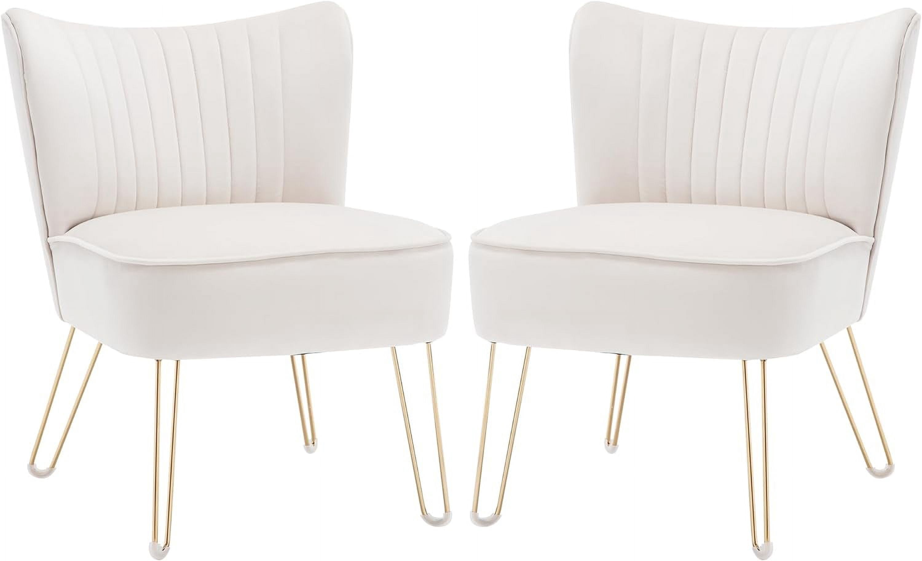 Accent Chairs Set of 2, Upholstered Velvet Armless Living Room Chairs ...