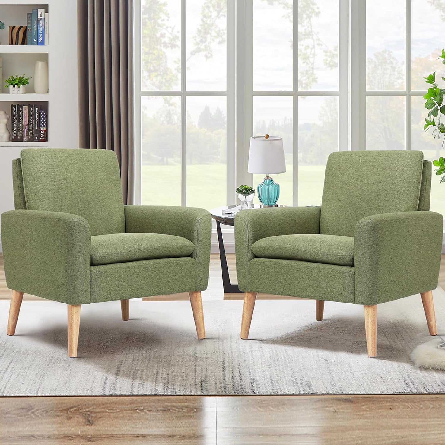 Accent Chairs Set of 2 Living Room Chairs Mid Century Modern Chair ...