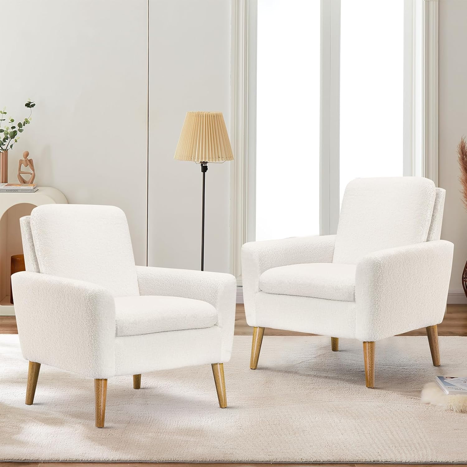 Accent Chairs Set of 2 Living Room Chairs Mid Century Modern Chair ...