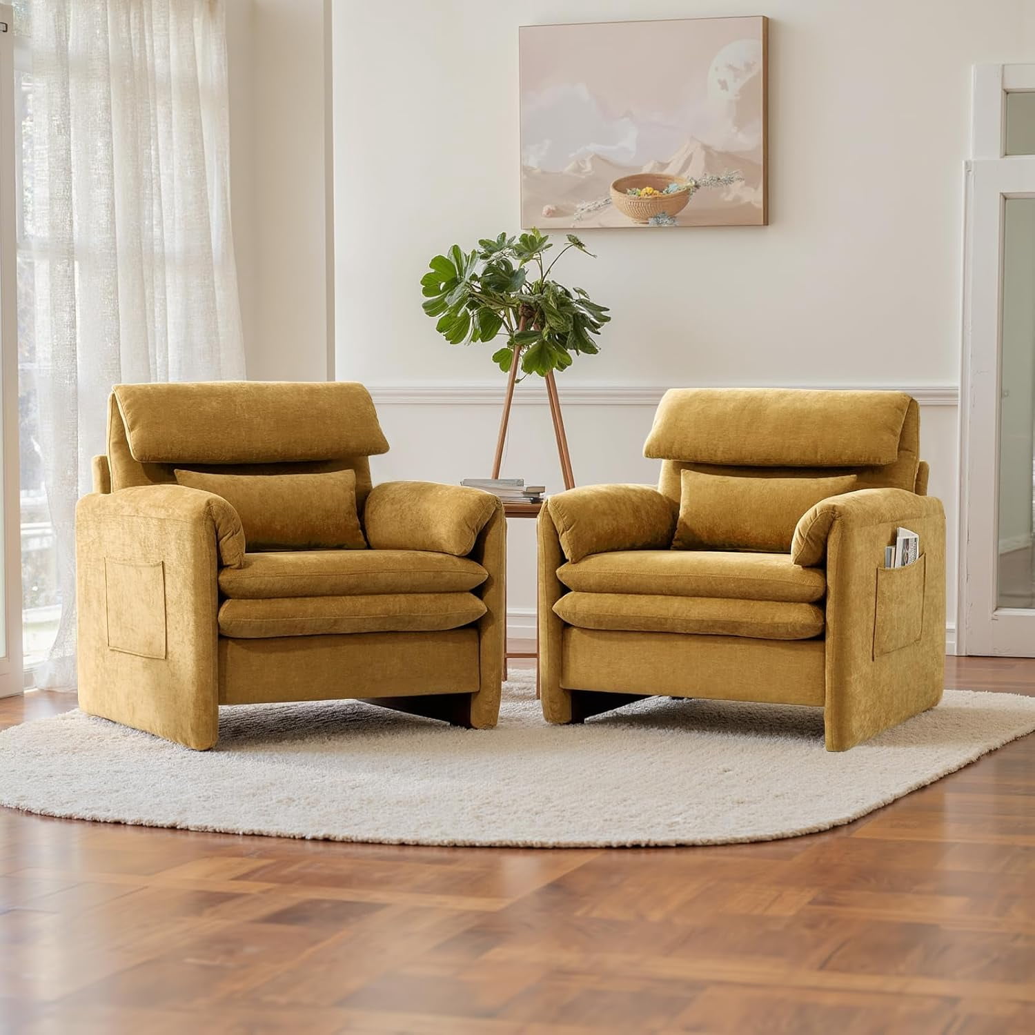 Accent Chairs Set of 2 Living Room Chairs Oversized Reading Chair for ...