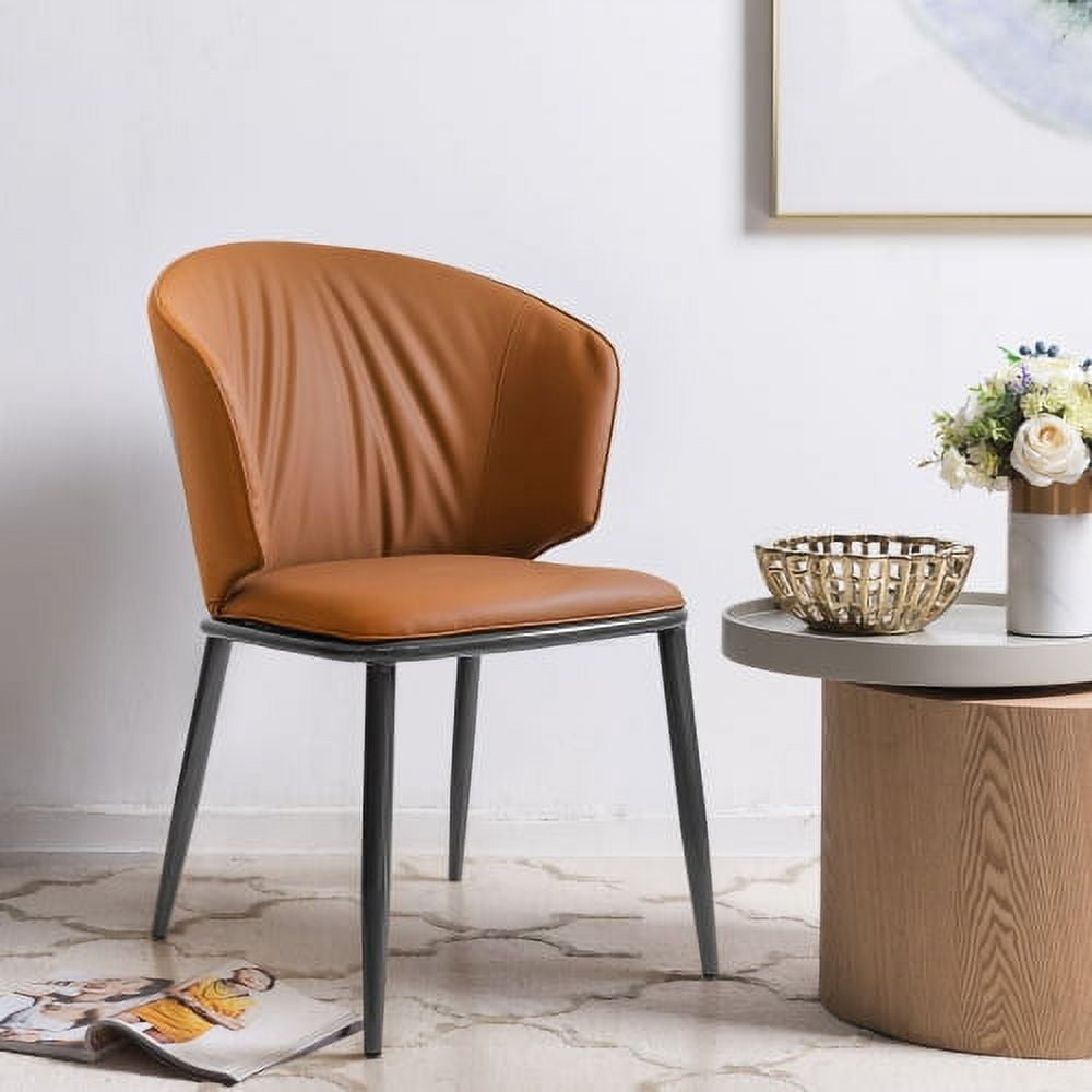 Accent Coffee table Chair with Metal Legs Set of 2, PU Leather Chair ...