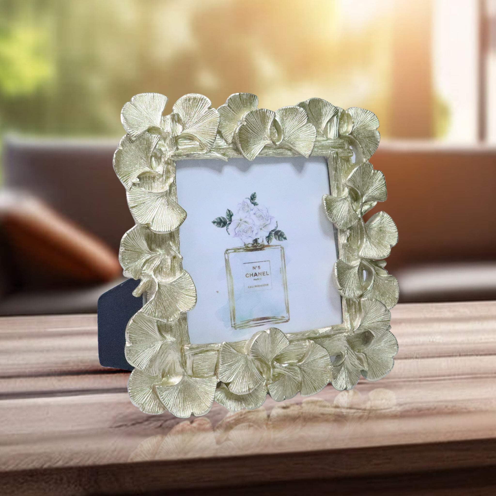 Accent Collection 4x4 inch Photo Frame, Golden Ginkgo Leaves Border 6 ...