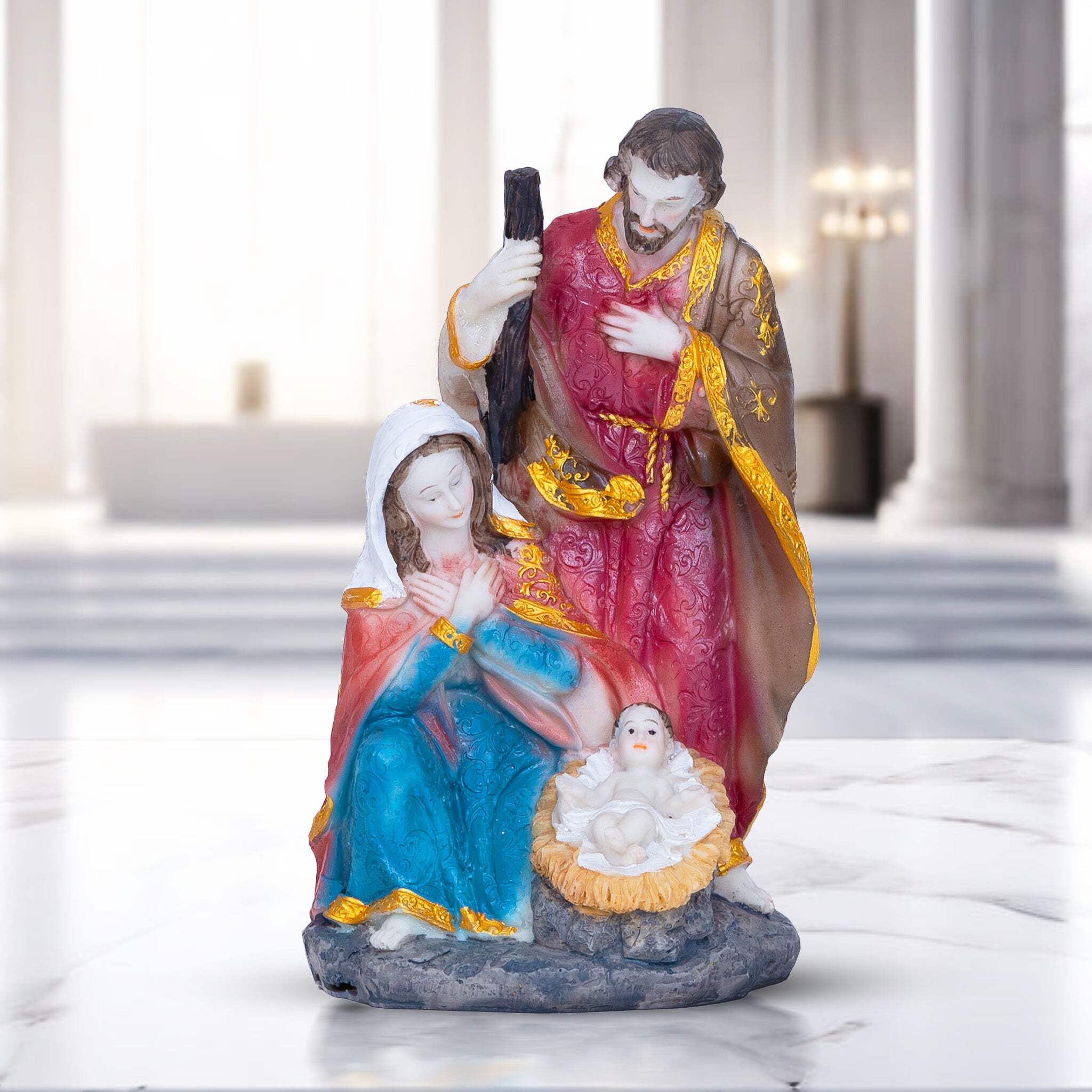 Accent Collection Holy Family Nativity Set, 8" Handcrafted Joseph, Mary ...