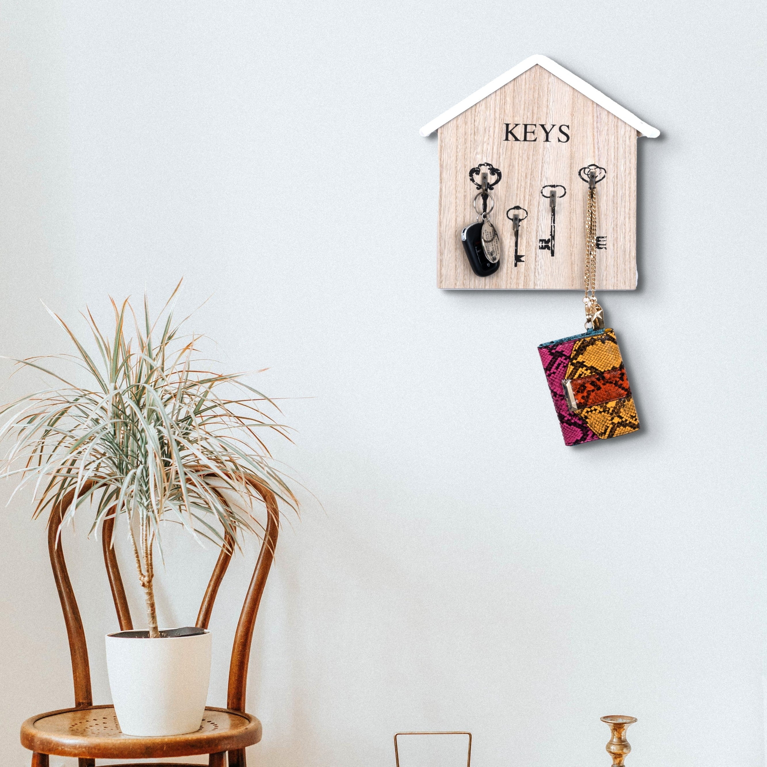 Wooden Key Holder, Wall Mounted, Hallway Entrance Key Hanger - Walmart.com