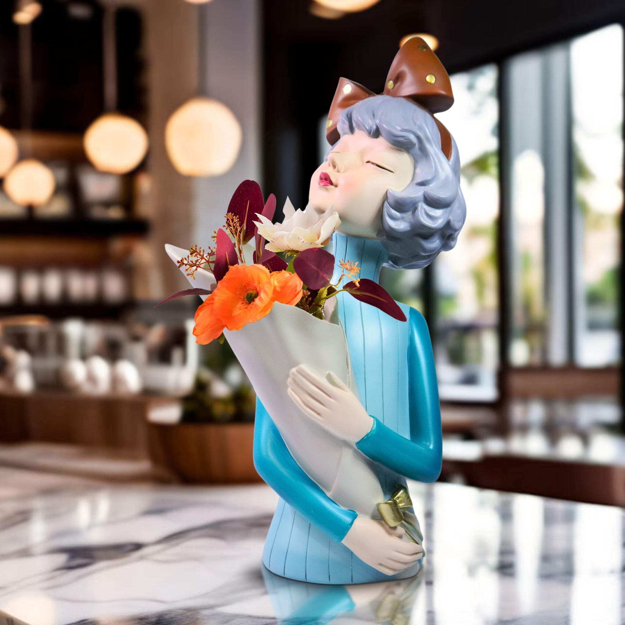 Accent Collection Female Bust Statue and Storage, 15" Bud Vase, Bouquet ...