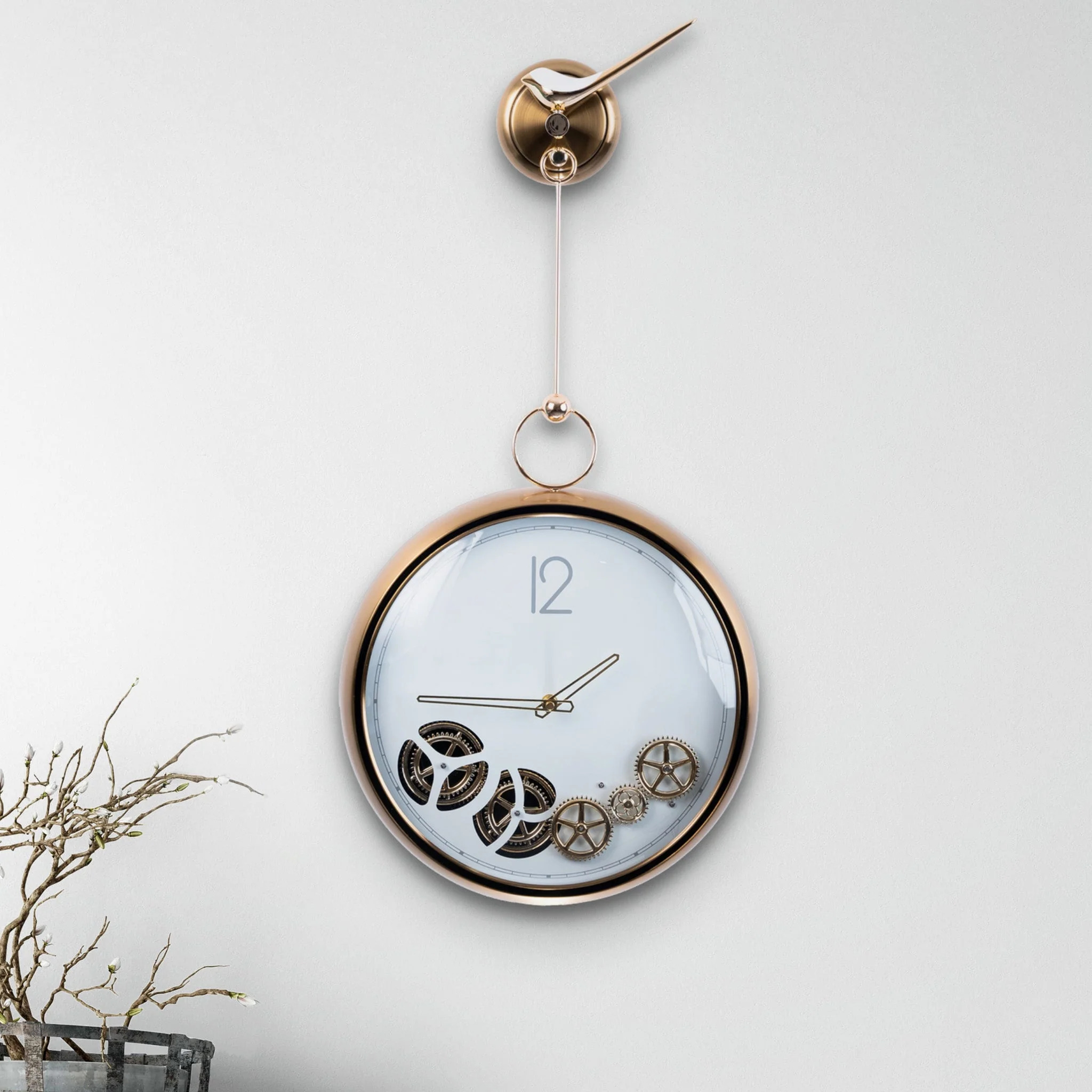 Accent Collection Gold Brushed Metal & Glass Pendulum Clock - Walmart.com