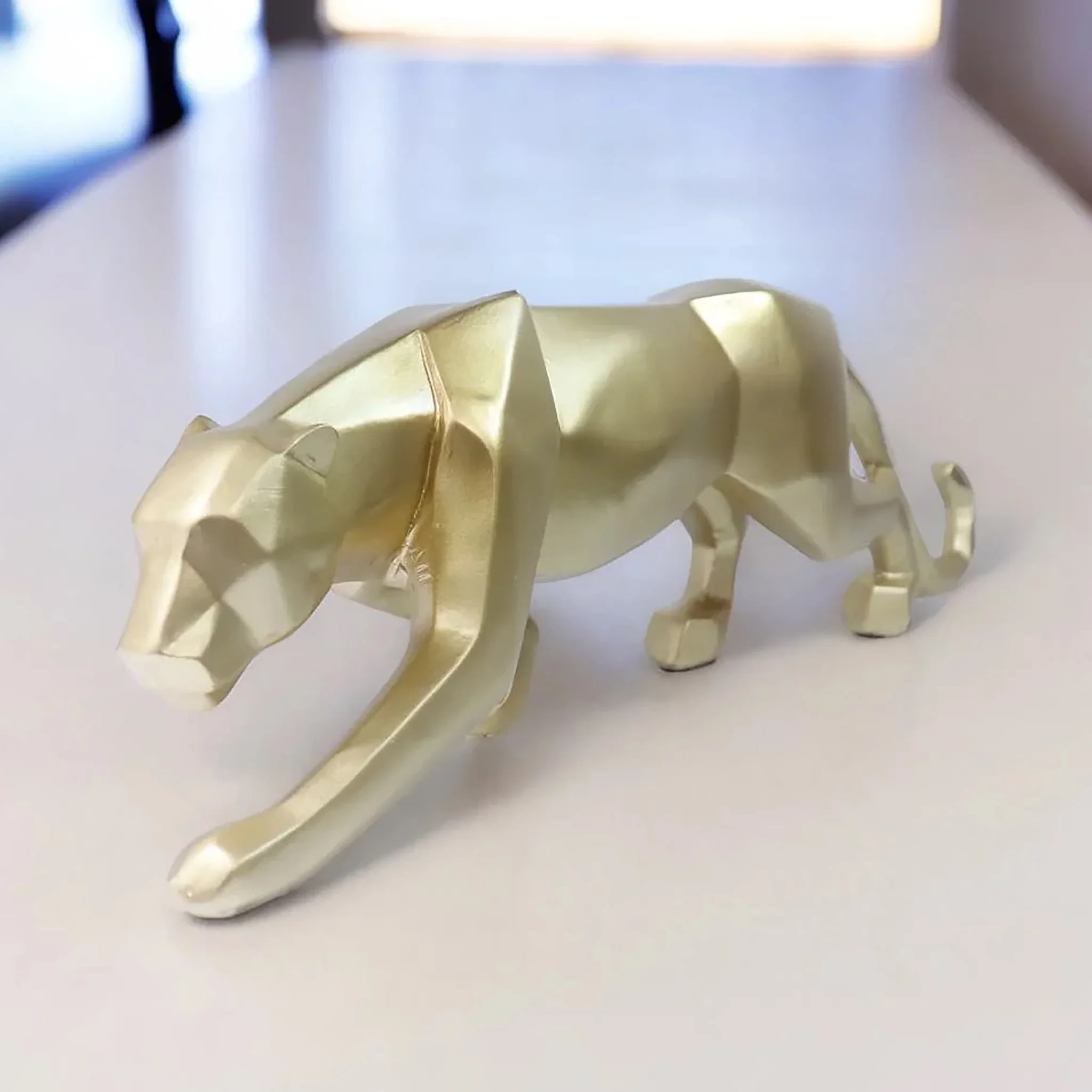 Gold Leopard Statue, Panther Sculpture, Gold Home Decor, Living Room ...