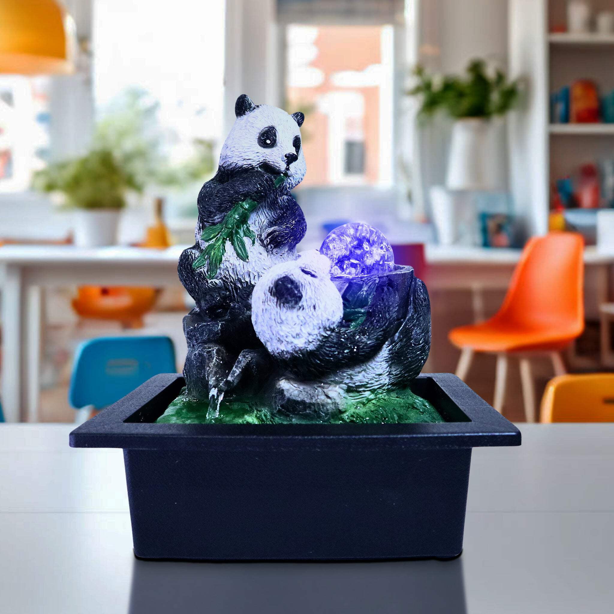 Indoor Panda Fountain with Electric Lights, Crystal Ball and Pump ...