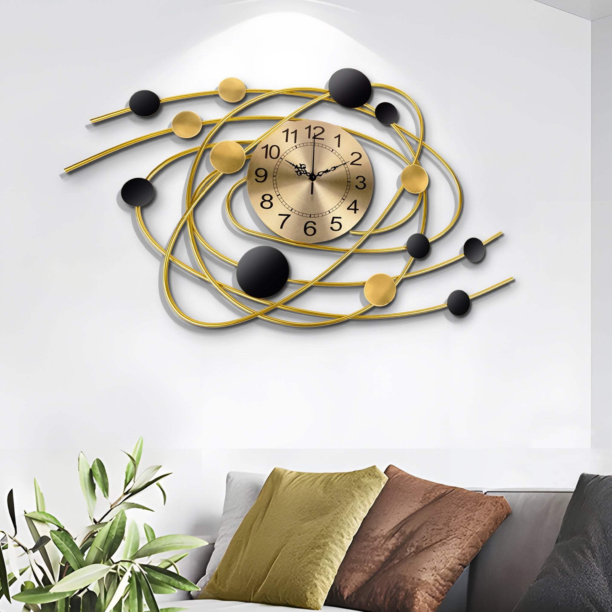 Large Round Wall Clock, Silent Non Ticking Wall Clock, Large Wall Art ...