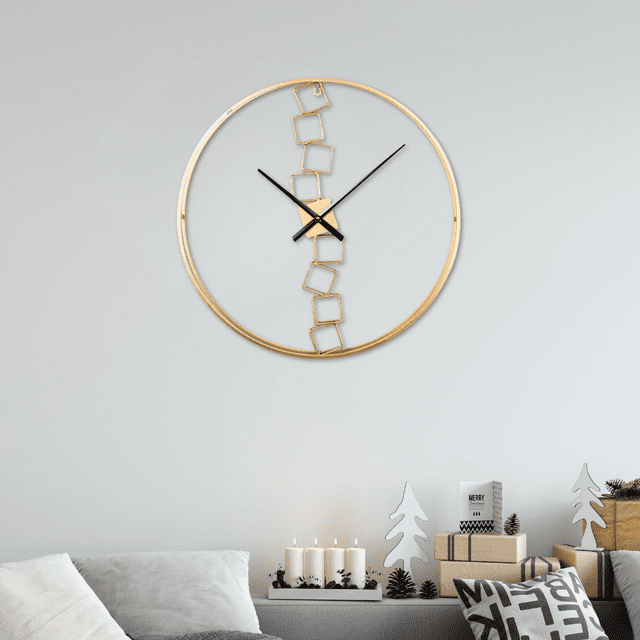 Large Gold Wall Clock, Metal Wall Clock, Abstract Stacked Blocks Design ...