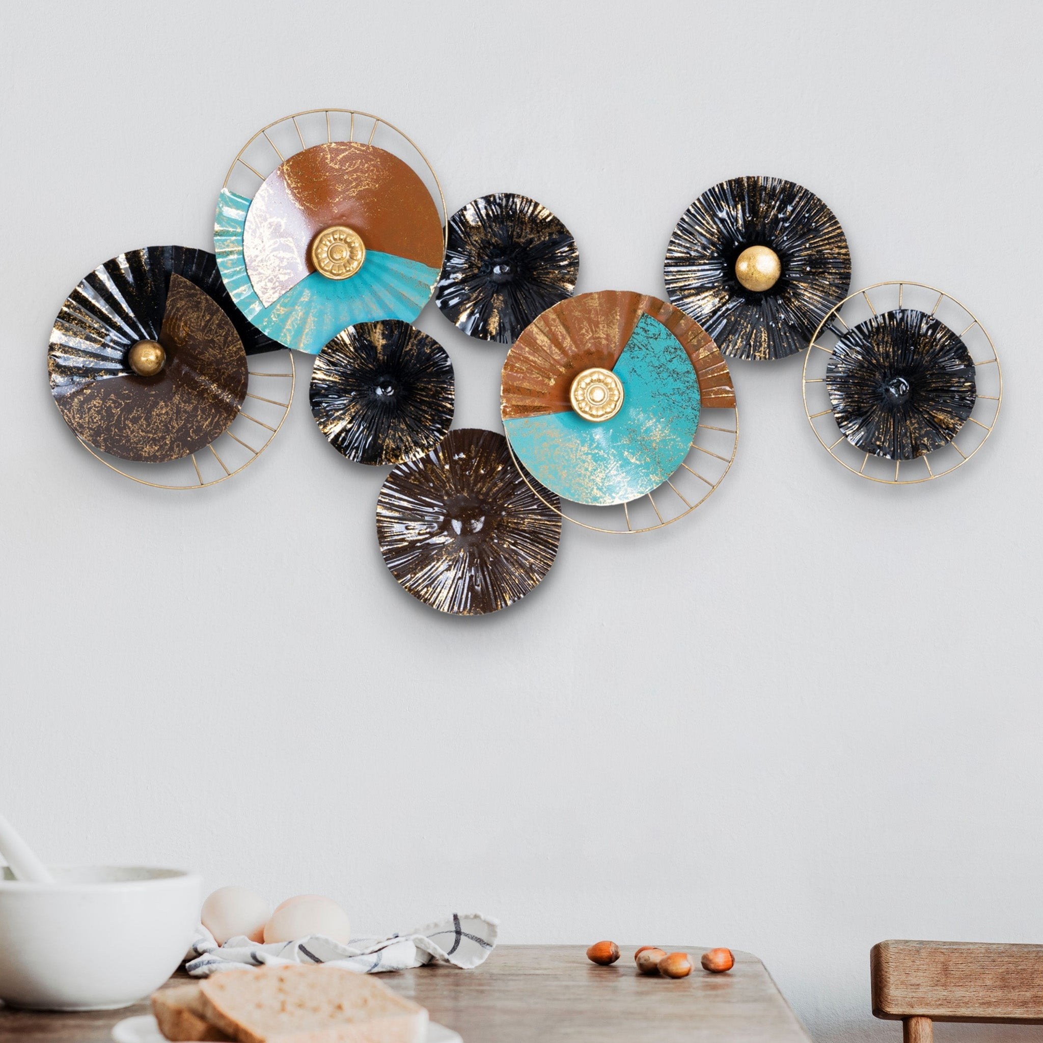 Accent Collection Round Metal Plates Wall Art, Large Metal Wall Hanging ...