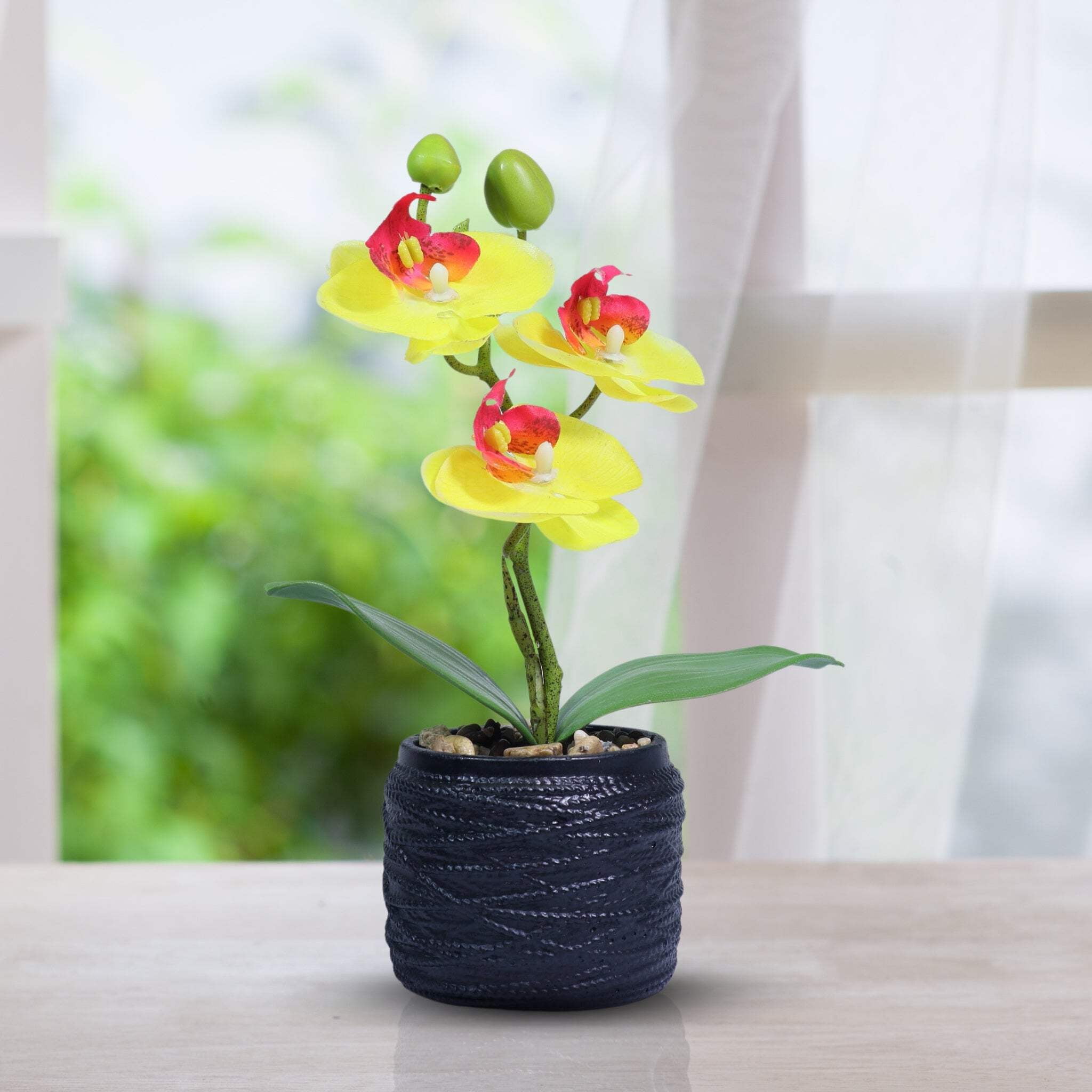 Accent Collection Small Yellow Artificial Orchid, Rustic Decor 9 inch ...