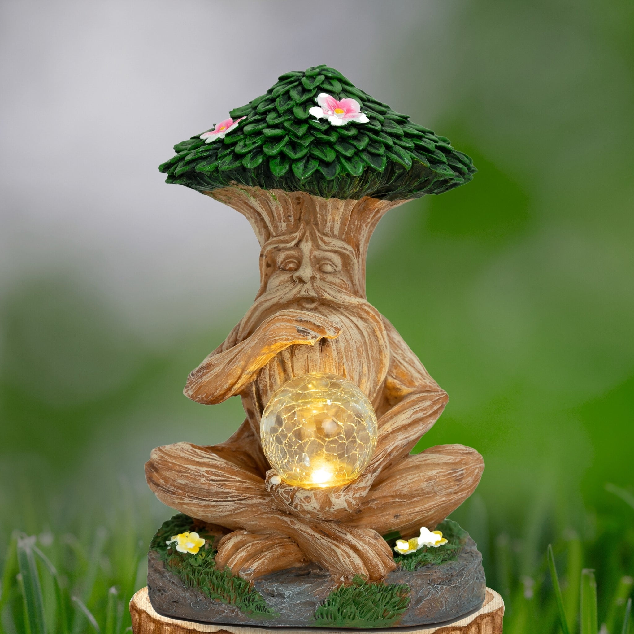 Accent Collection Whimsical Green Polyresin Tree Orb Light, Solar Fairy ...