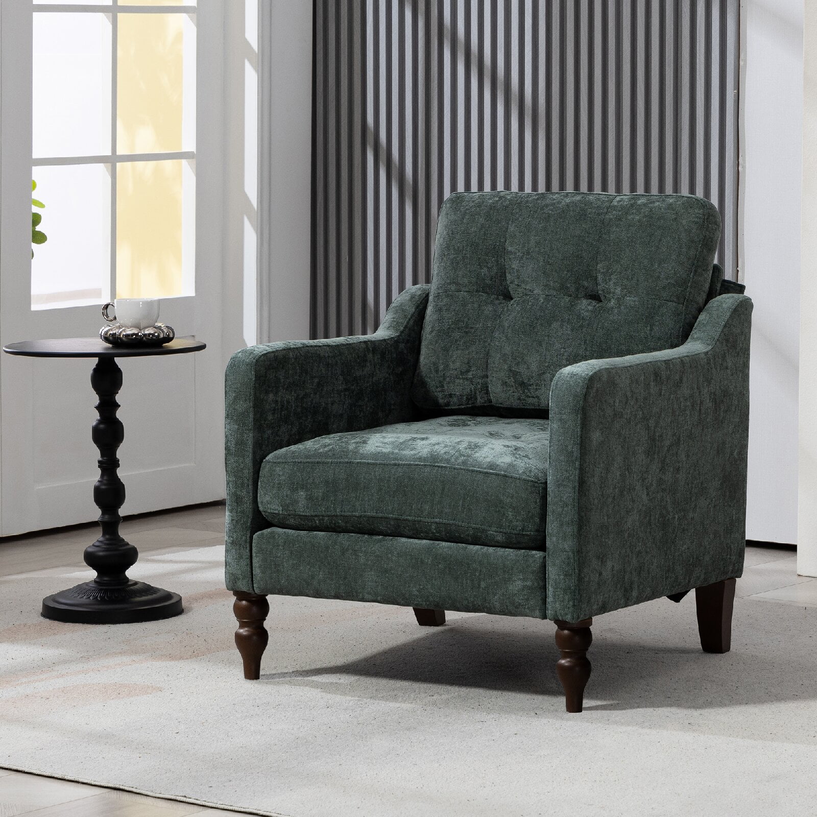 Accent Comfy Chenille Chair with Charging Station & Side Pocket ...