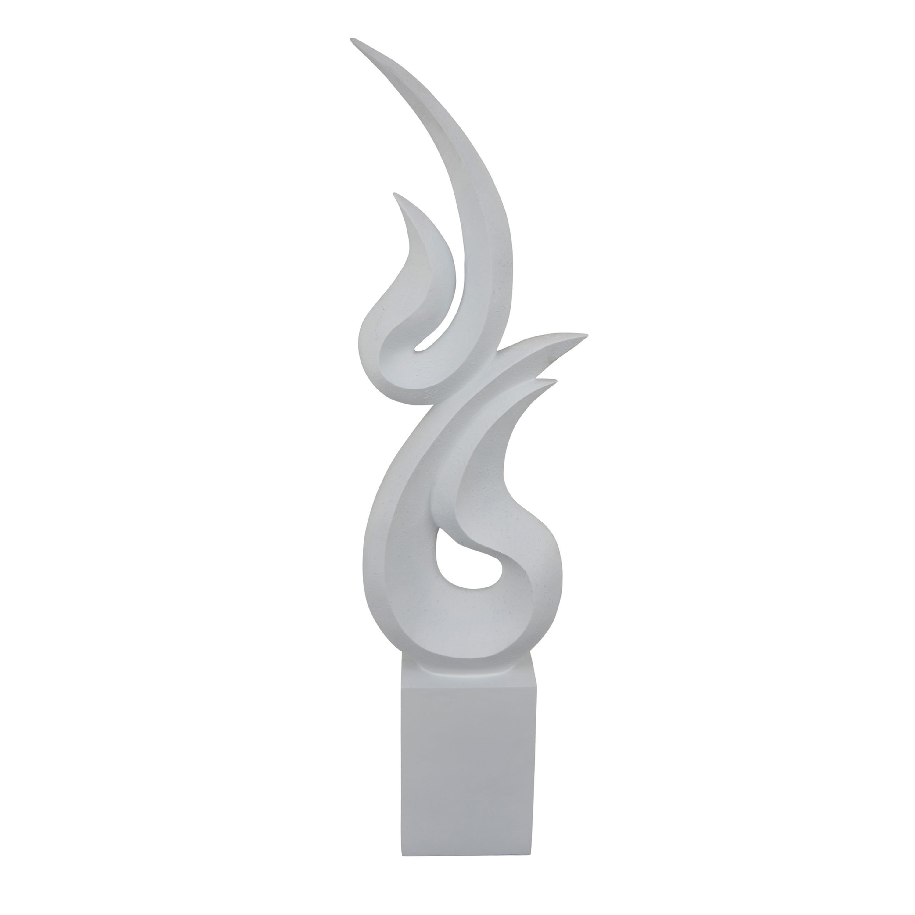 Accent Decor, 36 Inch Tabletop Flame Sculpture, Modern White Resin ...