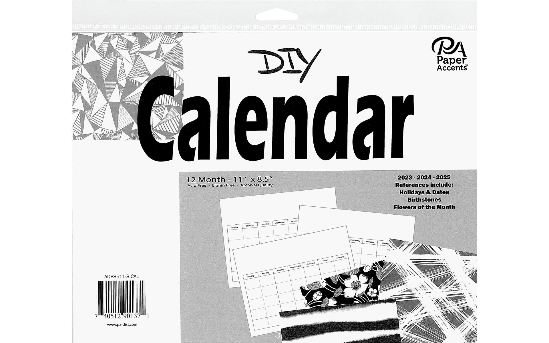 Paper Accents DIY 8.5x11 Inch 12 Month Blank Staple-Bound Calendar ...