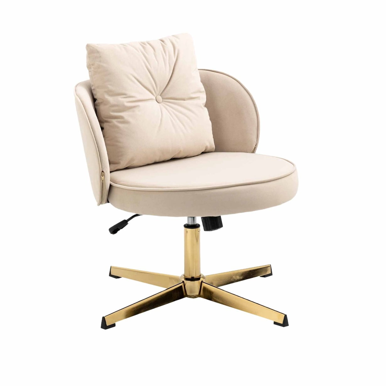 Accent Desk Chair No Wheel with Back Cushion, Height Adjustable Vanity ...
