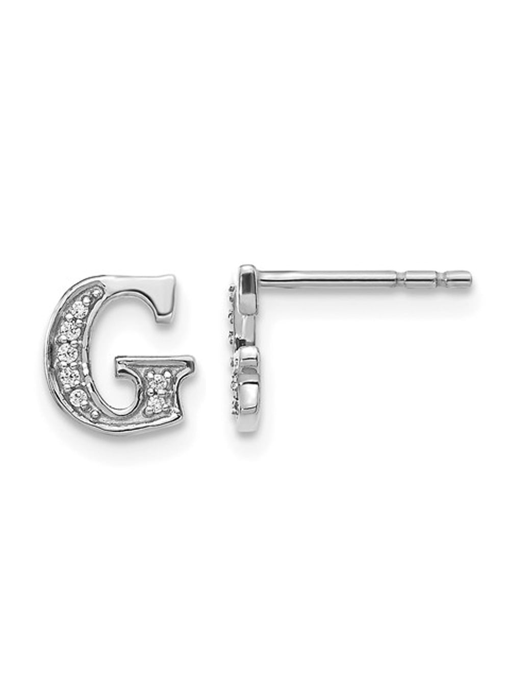 Accent Diamond Letter - G - Charm Earrings in 14K White Gold - Walmart.com
