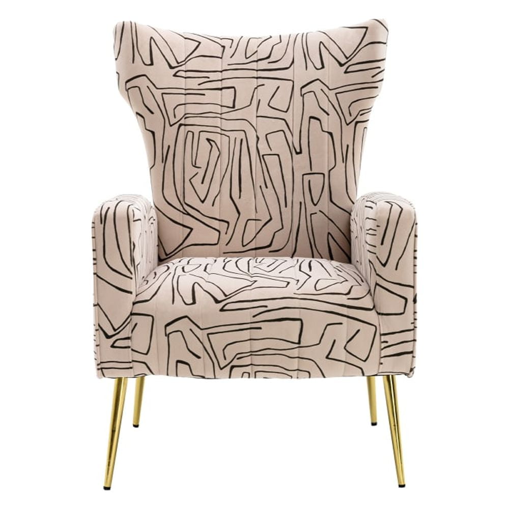 Accent High Back Chair, Velvet Upholstered Wingback Armchair Leisure ...