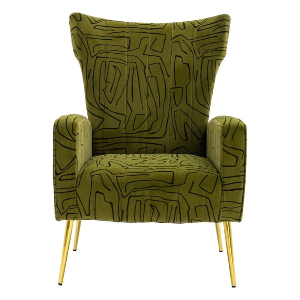 Accent High Back Chair, Velvet Upholstered Wingback Armchair Leisure ...