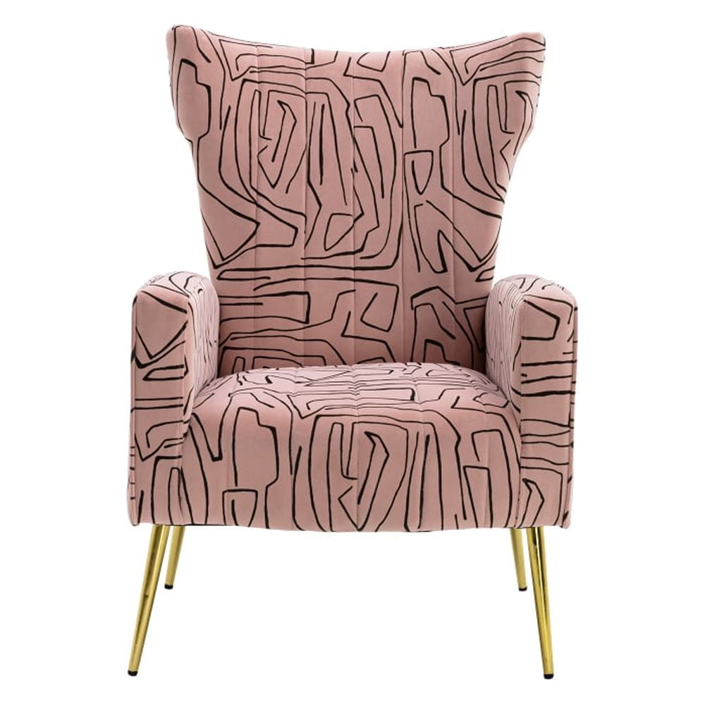 Accent High Back Chair, Velvet Upholstered Wingback Armchair Leisure ...