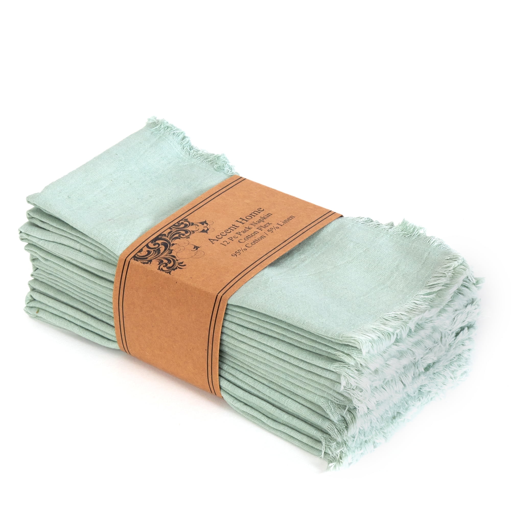 Accent Home 100% Cotton Linen Napkin Set of 12 18x18 inch Dinner ...