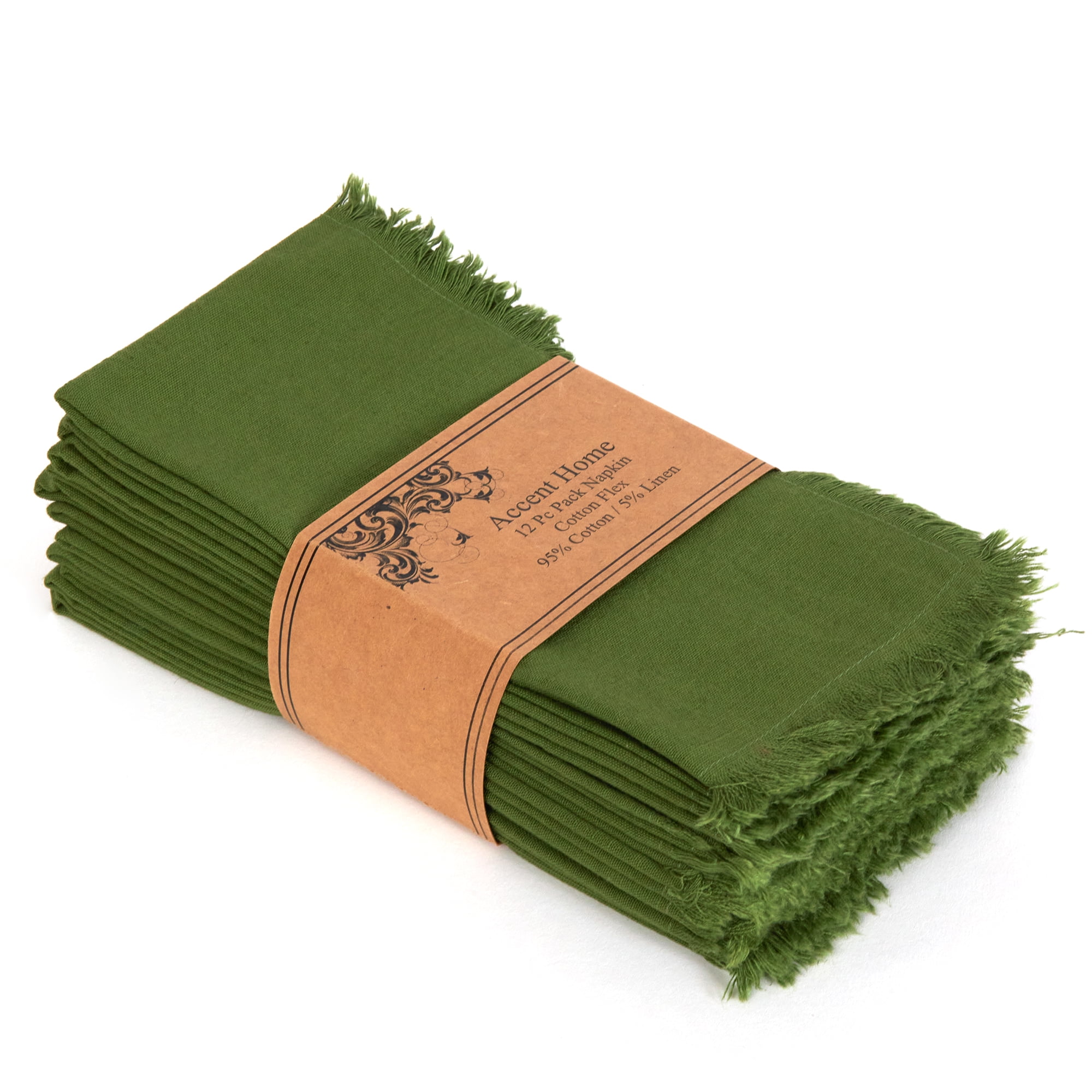 Accent Home 100% Cotton Linen Napkin Set of 12 18x18 inch Dinner ...
