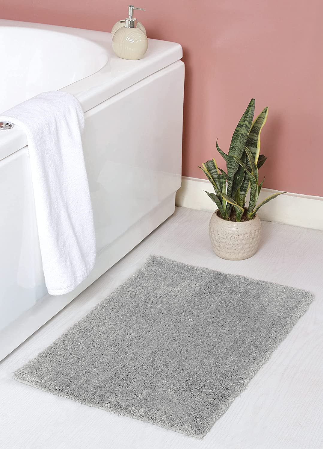 Accent Home Soft Non-Slip Bath Rug, Water Absorbent, Washable, 16x24 ...