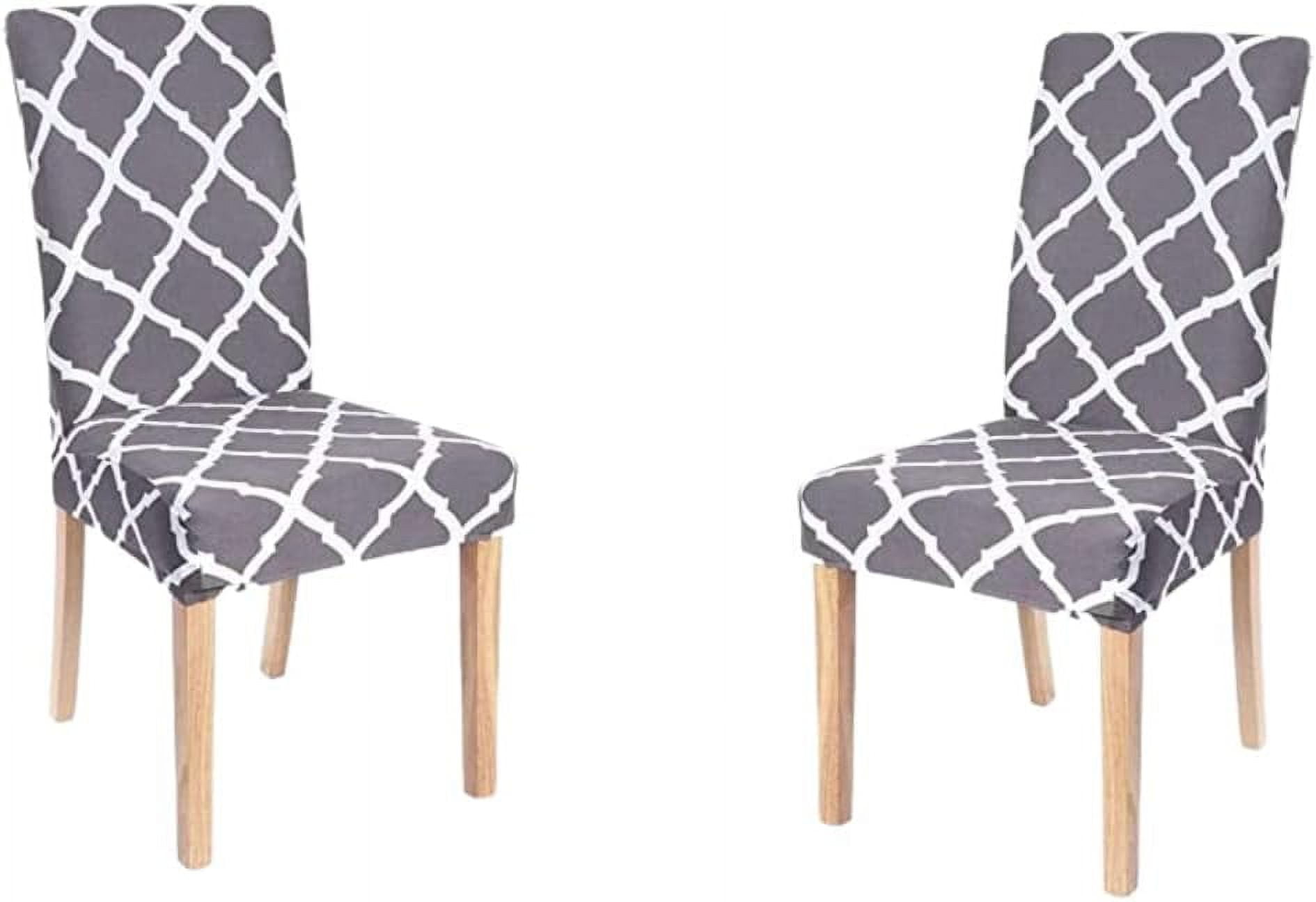 Accent Home Poly Cotton Dining Table Chair Covers Set of 2, Spandex ...