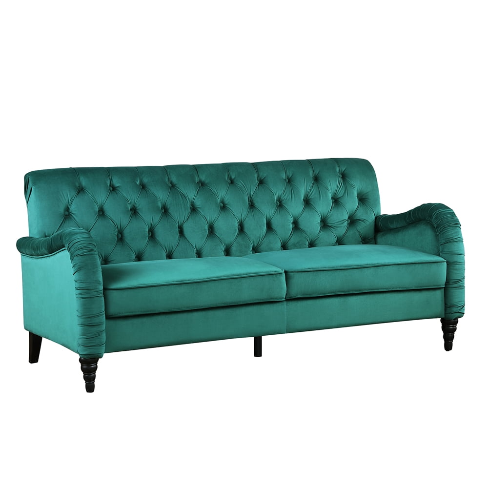 Accent Lounge Sofa with Wood Legs for 3, Stylish Leisure Sofa with ...