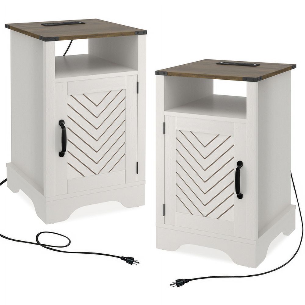 Accent Modern White Cabinet Wood Night Stands For Bedrooms Set Of 2 ...