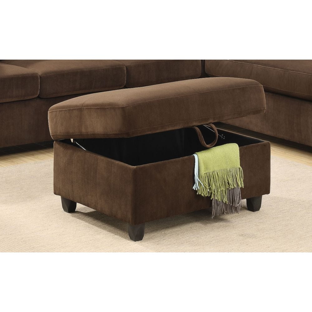 Accent Ottoman with Storage Space, Square Velvet Footrest with 4 Wood ...