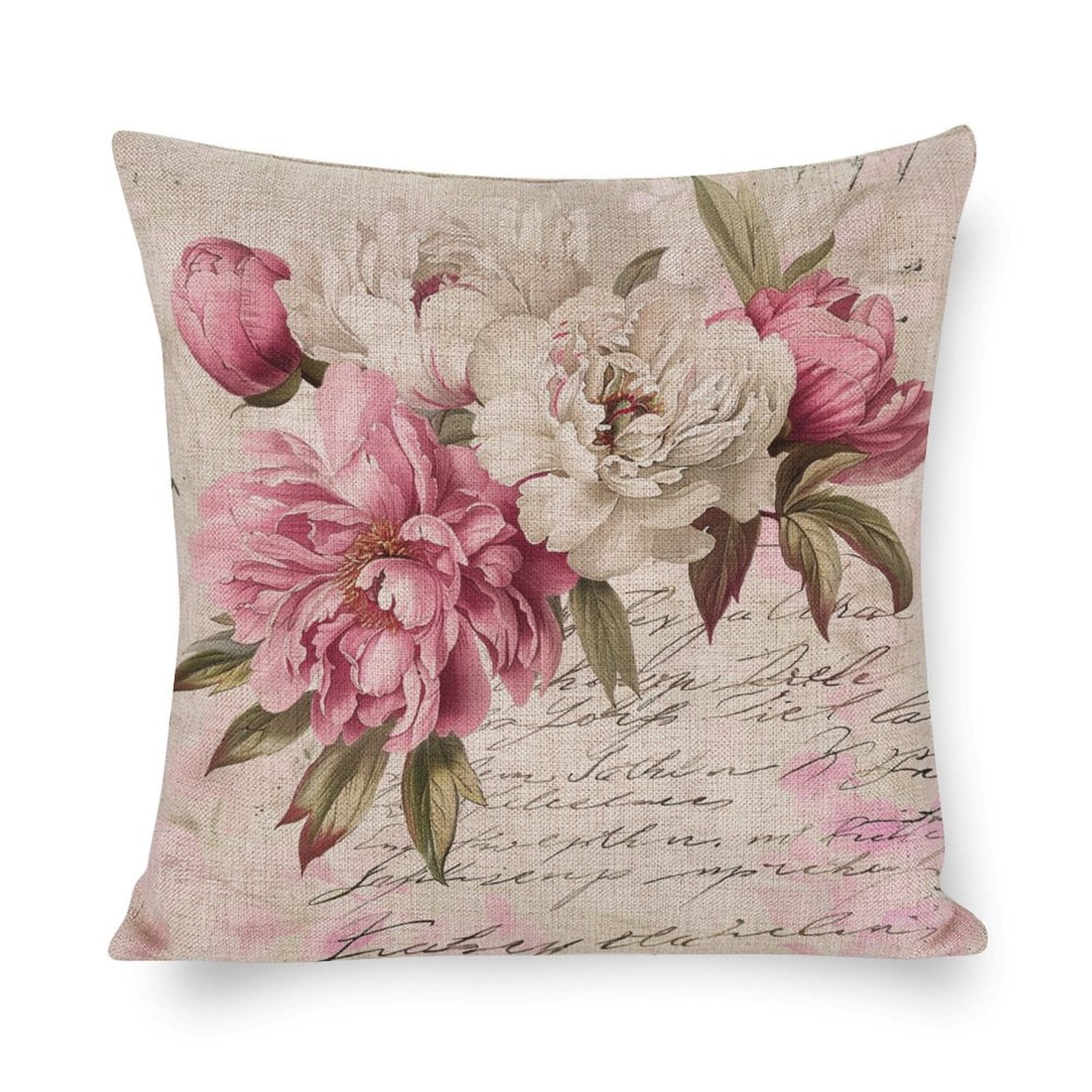 Accent Pillows French Shabby Chic Peonies Pillow Cover 20"x20" Floral ...