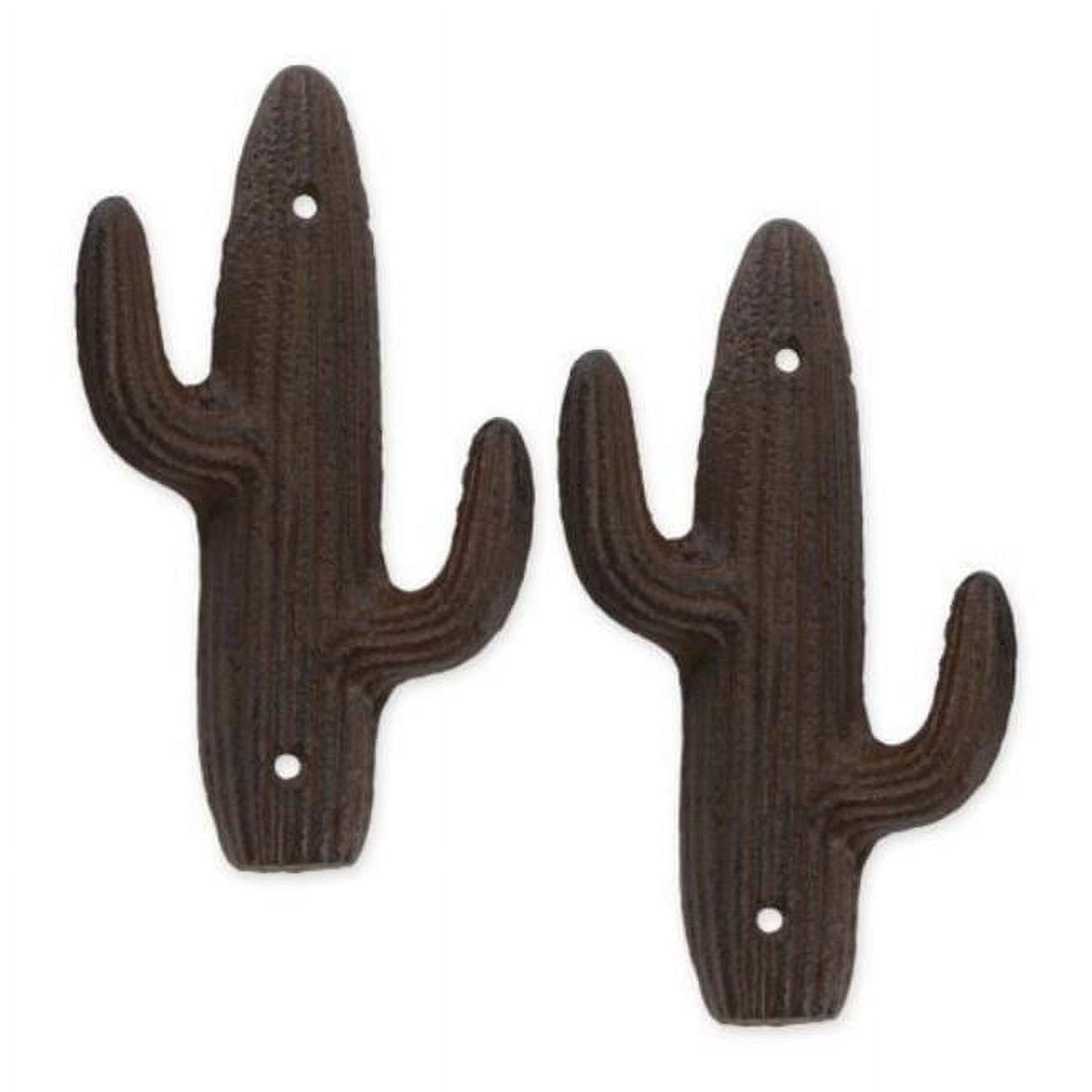 Accent Plus 4506590 Cast Iron Cactus Wall Hook, Brown - Set of 2 ...