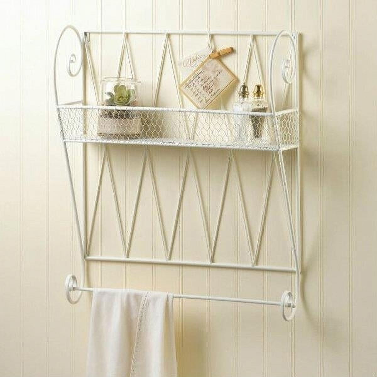 Accent Plus Scrolled White Wire Wall Shelf - Walmart.com