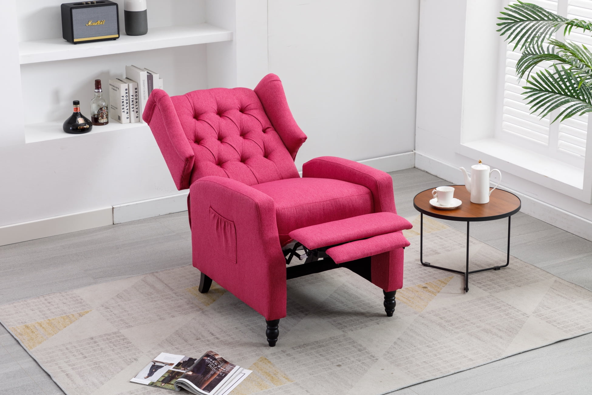 Accent Recliner Chair with Put-Out Ottoman, Comfortable Upholstered ...
