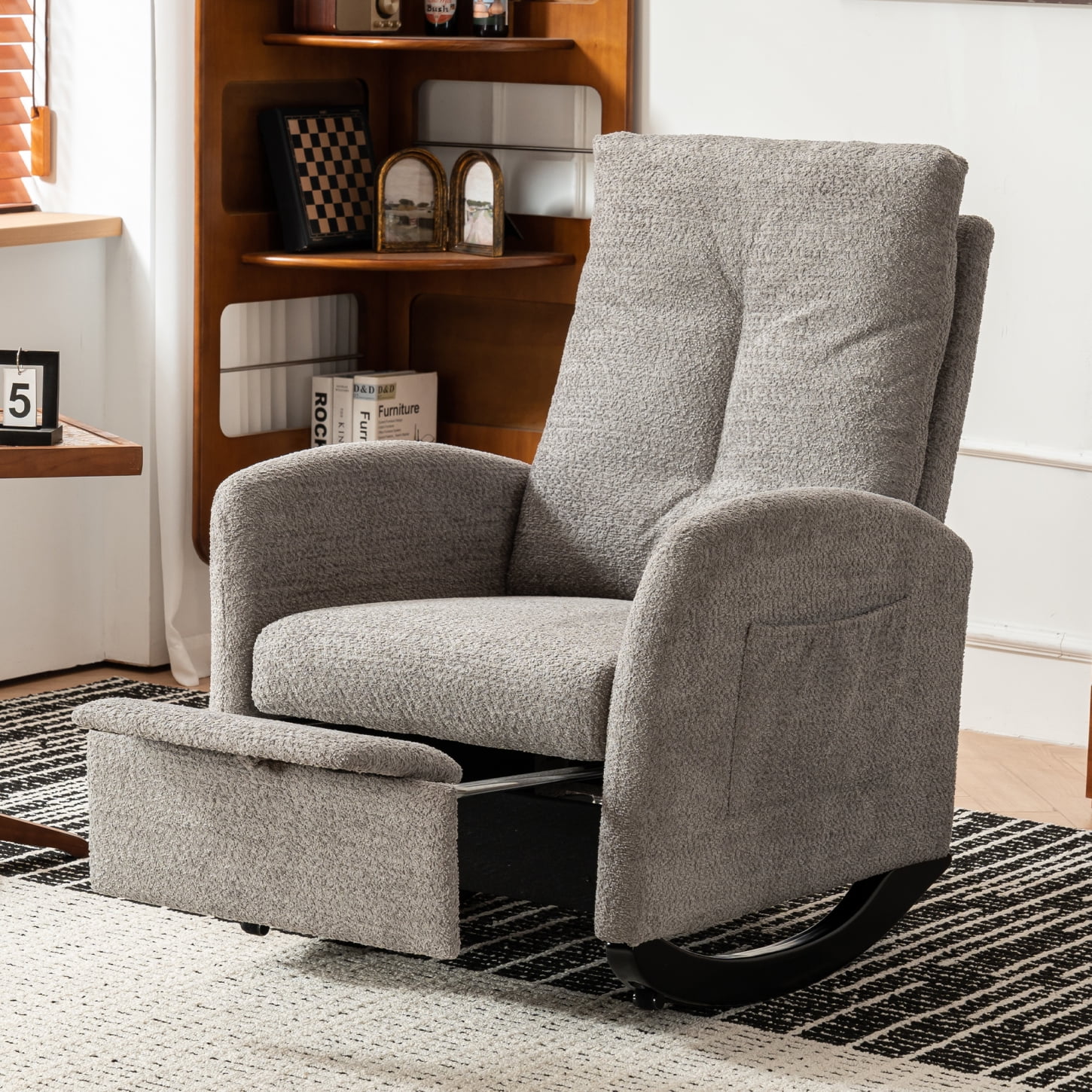Accent Rocking Chair with Foot Rest, Rocker Armchair with High Back ...