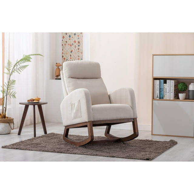 Accent Rocking Chair, Modern High Back Armchair, Upholstered Rocking ...