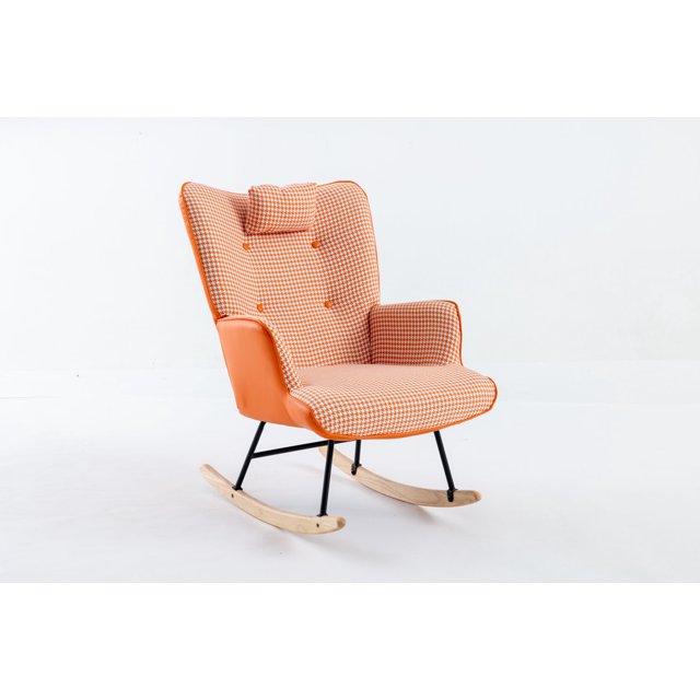 Accent Rocking Chair with Soft Headrest, Comfy Wingback Glider Rocker ...