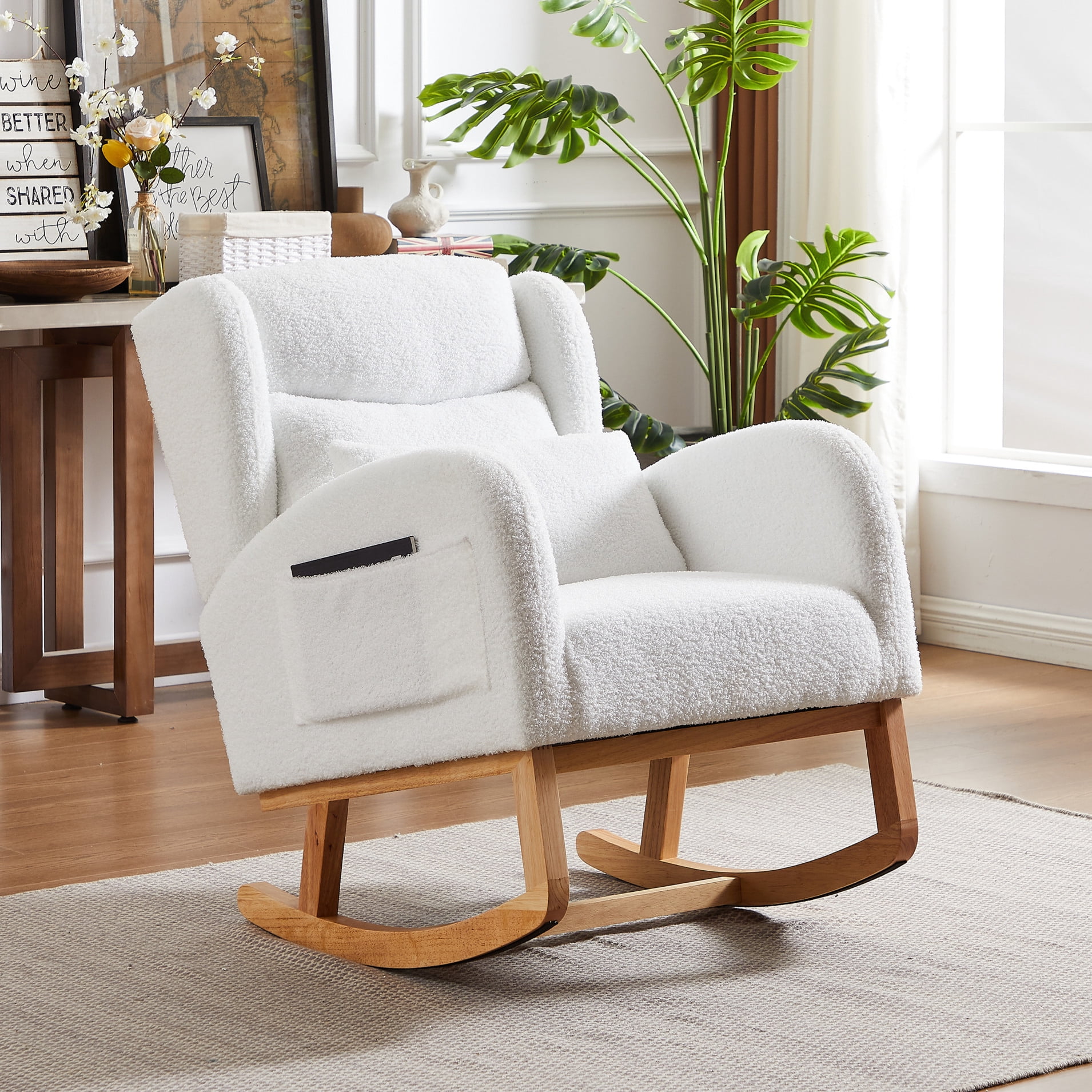 Accent Rocking Chair, Upholstered Glider Rocker Living Room Chairs with ...