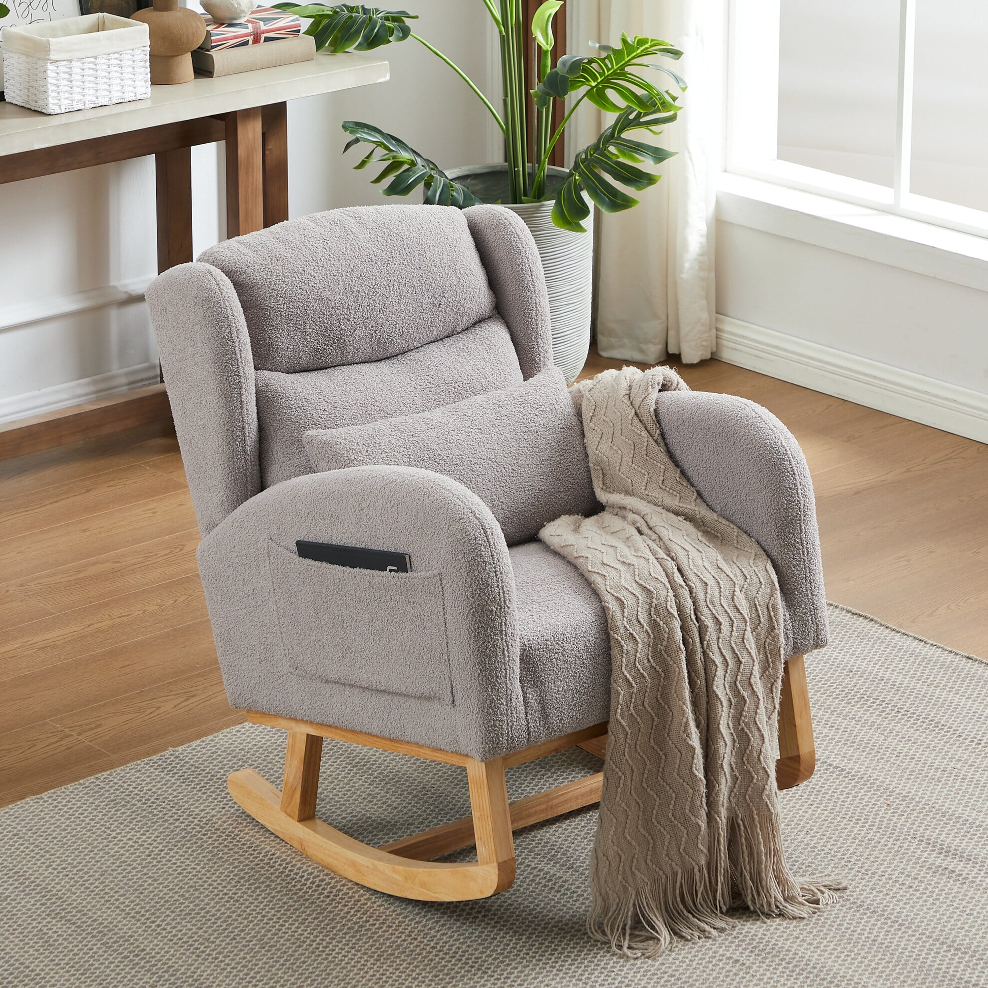 Accent Rocking Chair, Upholstered Glider Rocker Living Room Chairs with ...