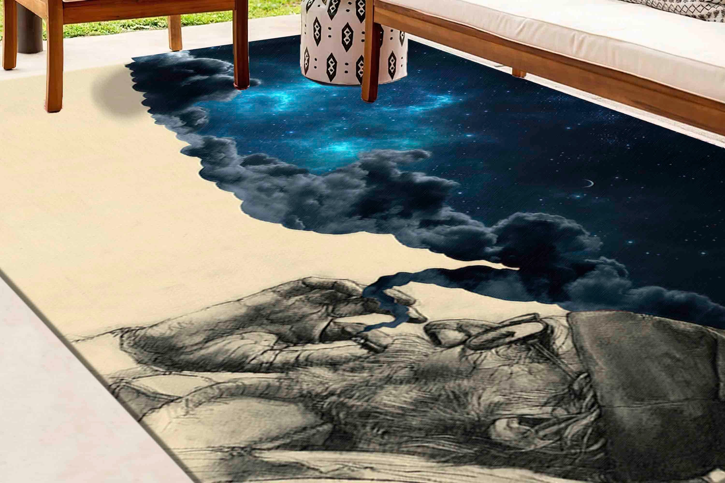 Accent Rugs, Classic Rugs, Starry Sky Rug, Thin Rug, Smoking Out in ...