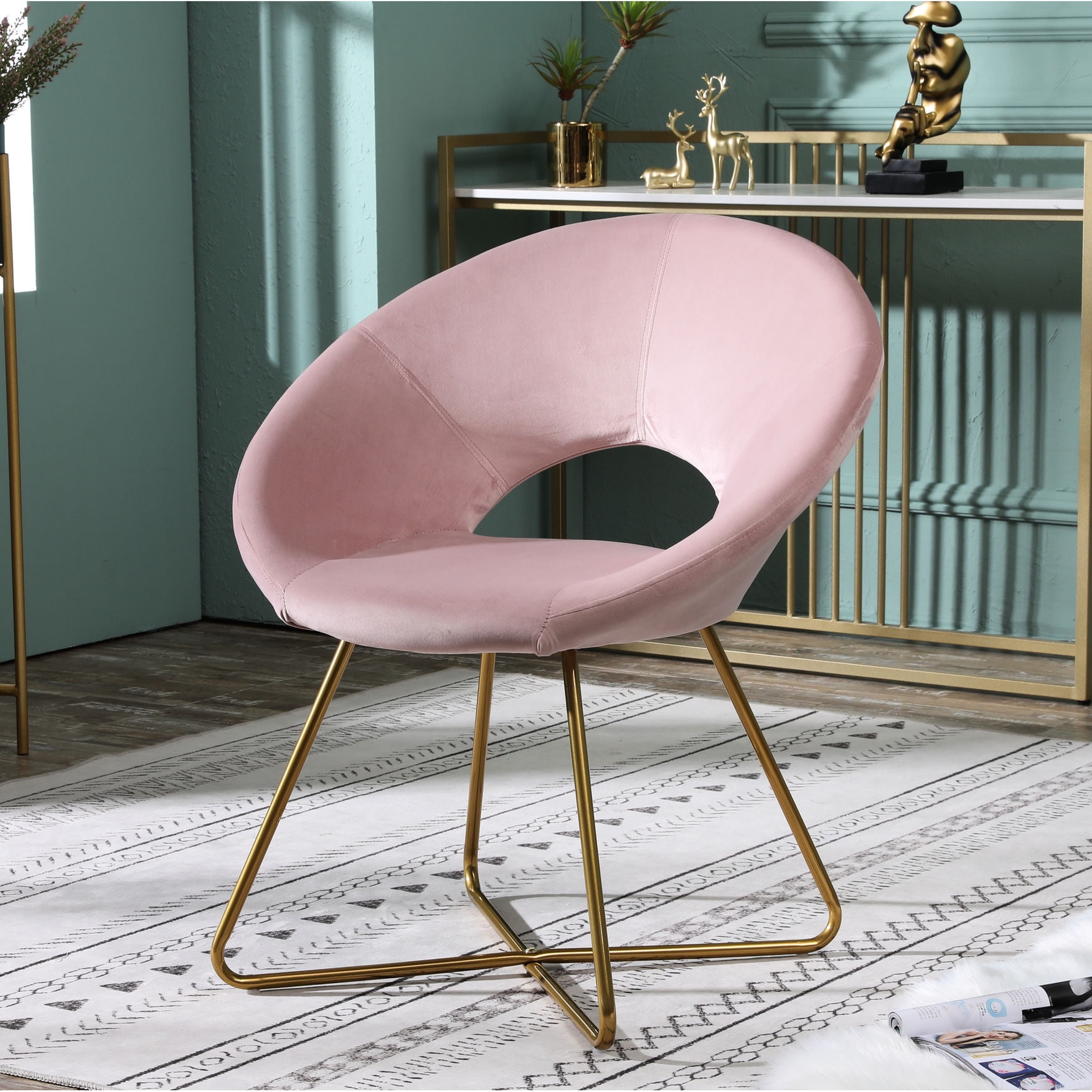 Accent Seating / Pink Velvet Material, Gold Sled Base, Floor - Friendly ...