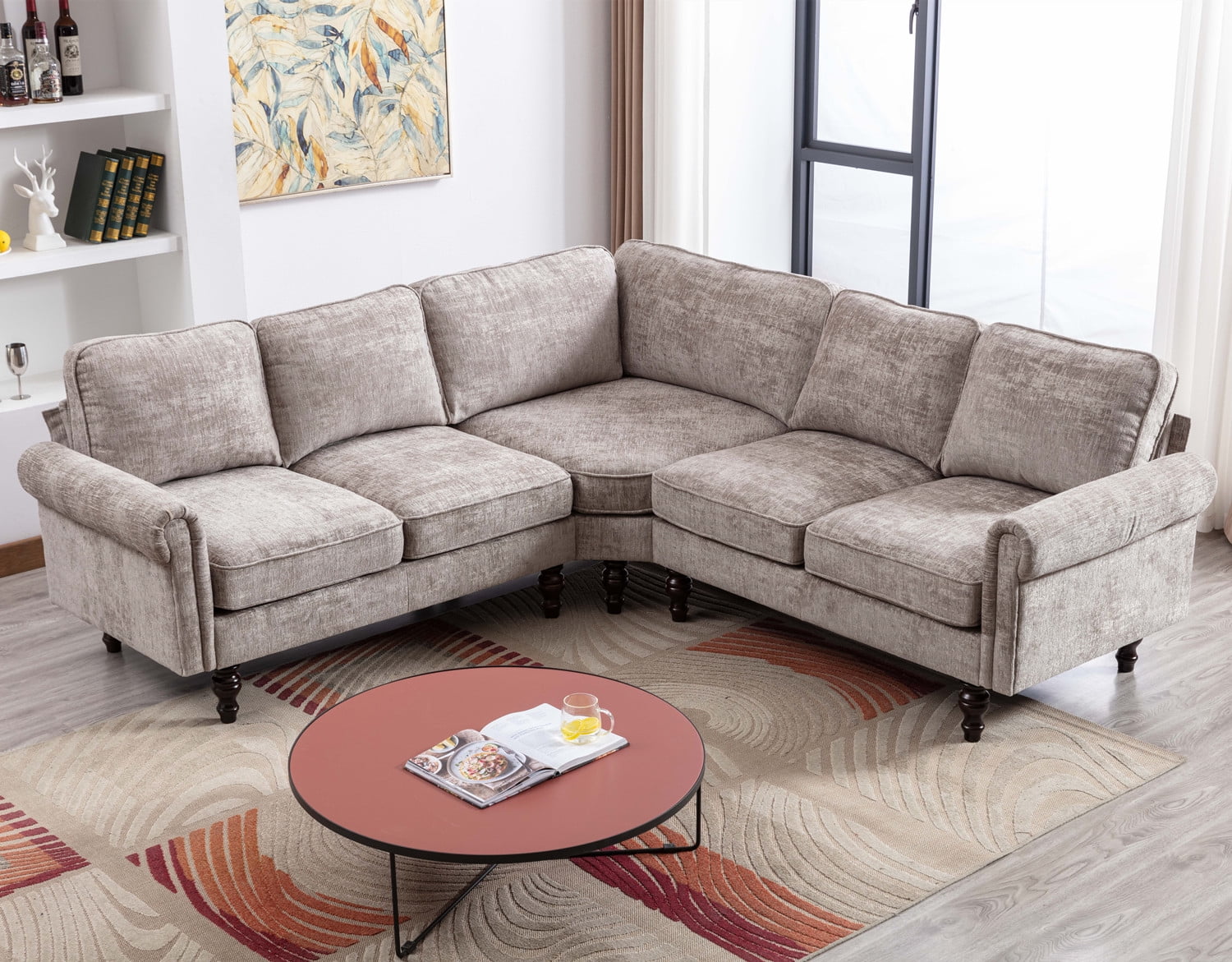 Accent Sectional Sofa Set, L-shaped Living Room Sofa with Backrest ...