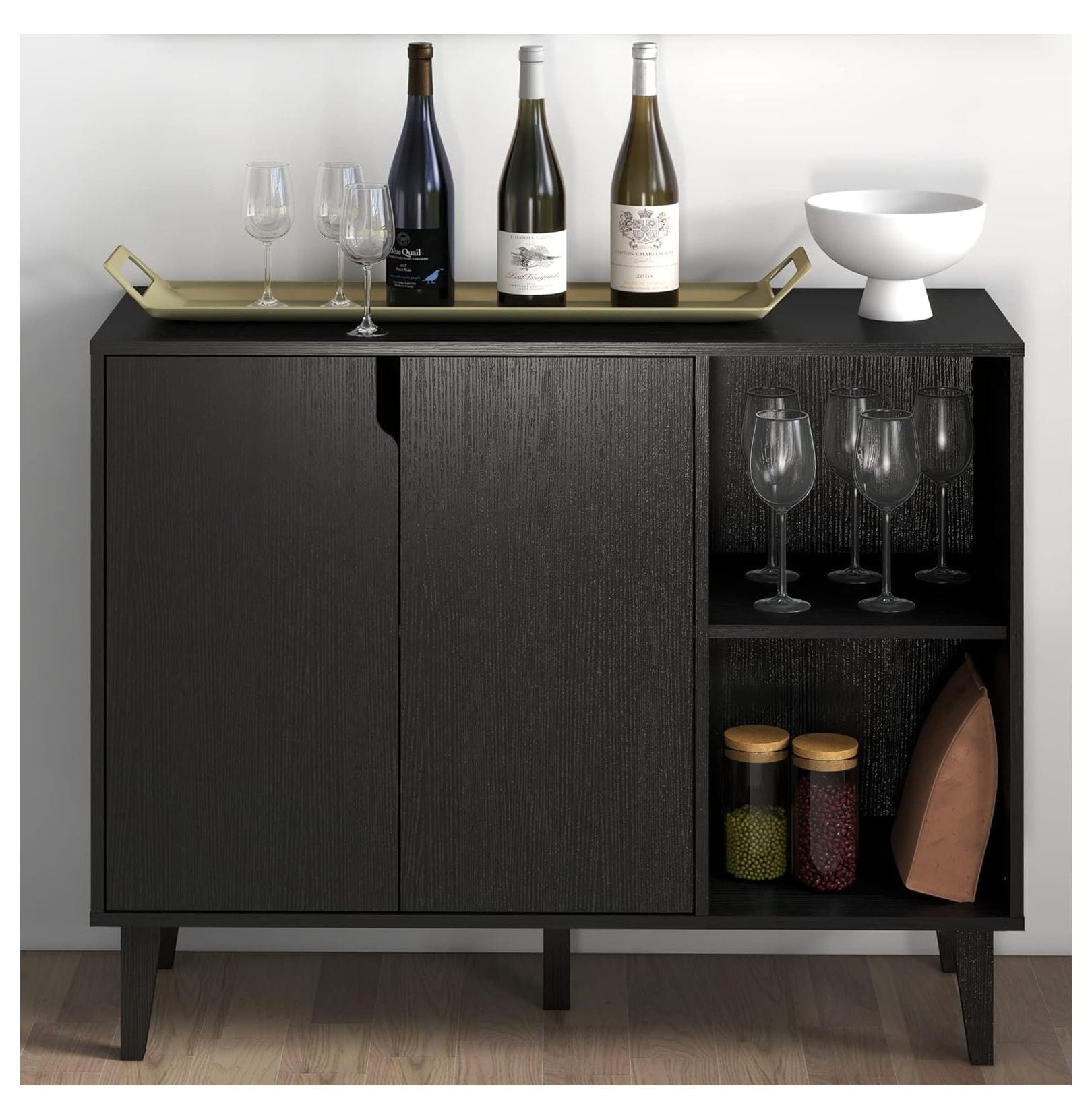 Accent Sideboard Buffet Serving Cabinet with 2 Doors and Shelves ...