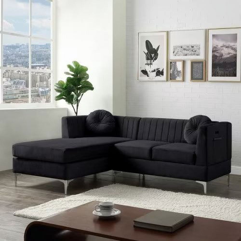 Accent Sofa, Velvet Sectional Sofa, L Shape Sofa Couch with USB ...
